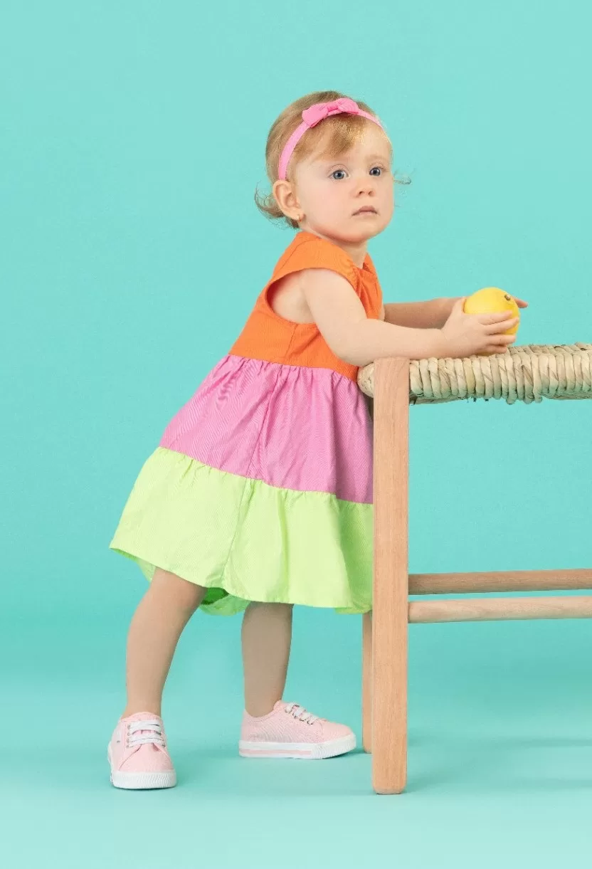 Vestido Bebê Viscose Colorido Três Marias - Jeito de Criança