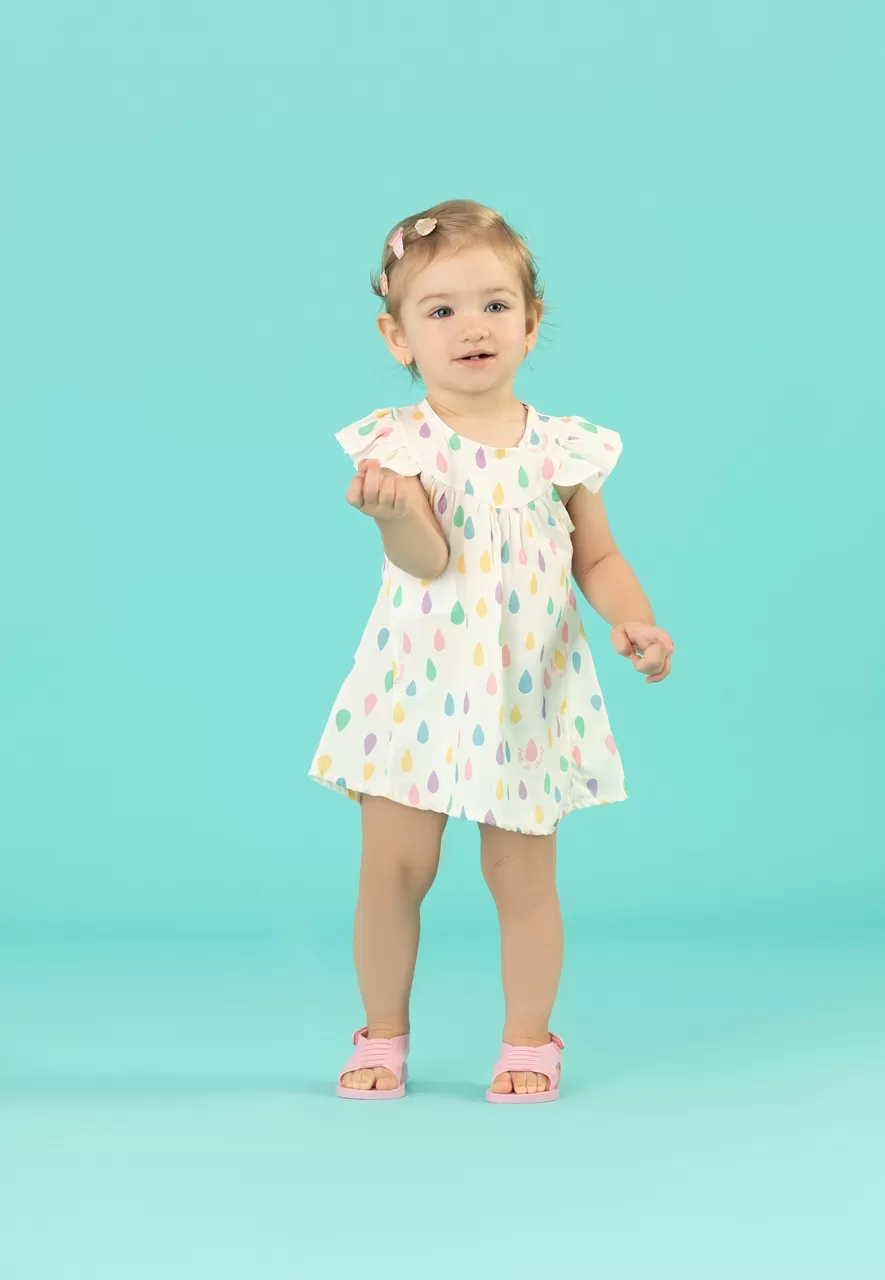 Vestido Bebê Viscose Gotas de Amor - Jeito de Criança